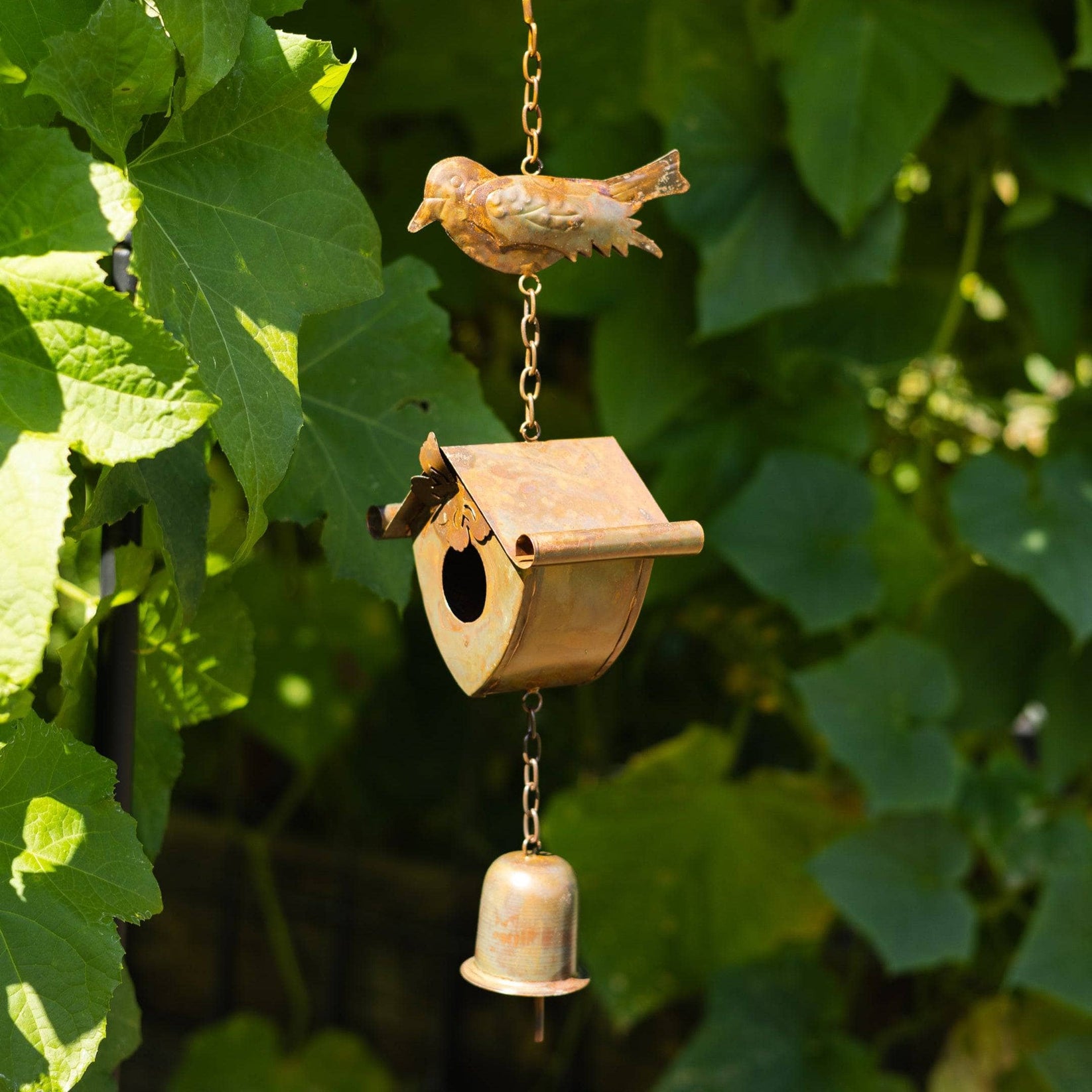 Bird, Birdhouse and Bell Hanging Chime – Happy Gardens
