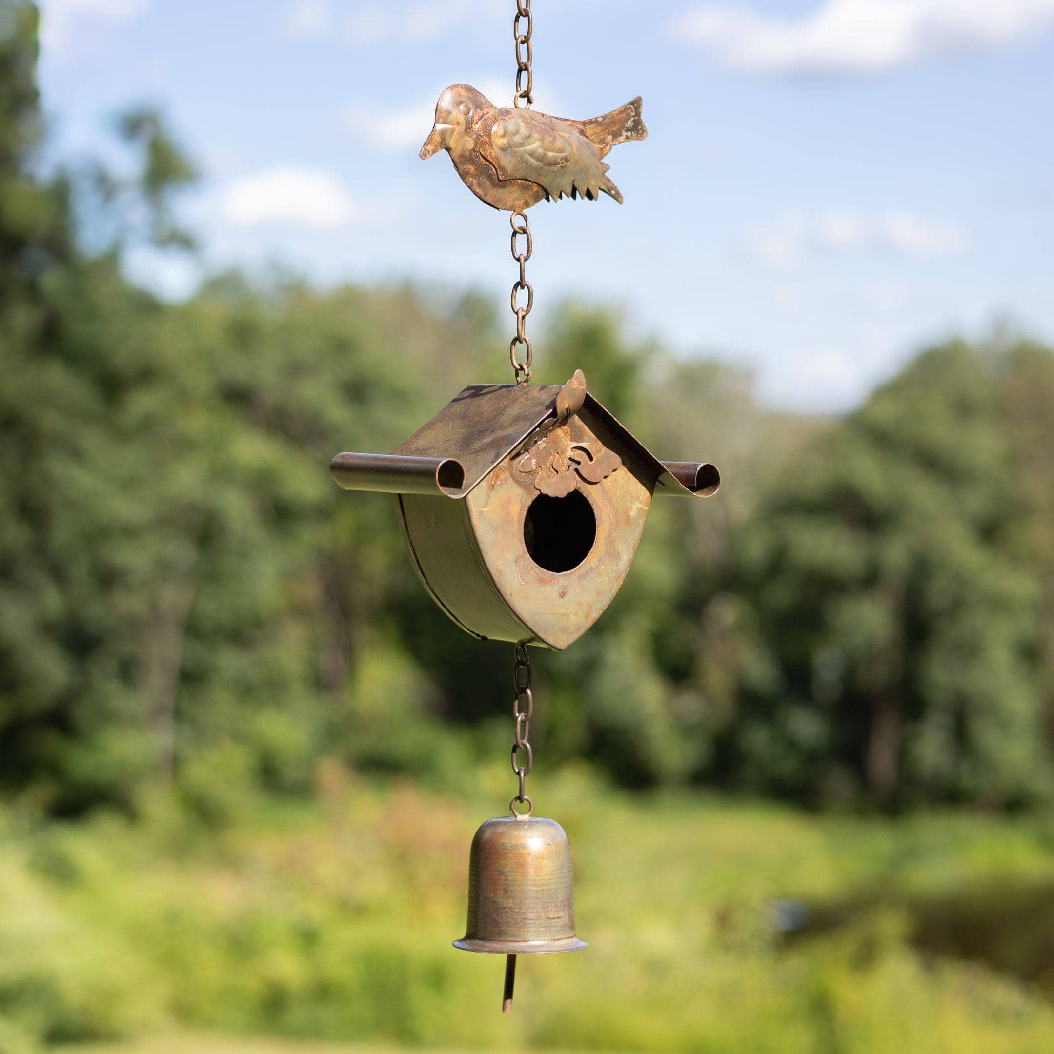 Bird, Birdhouse and Bell Hanging Chime – Happy Gardens