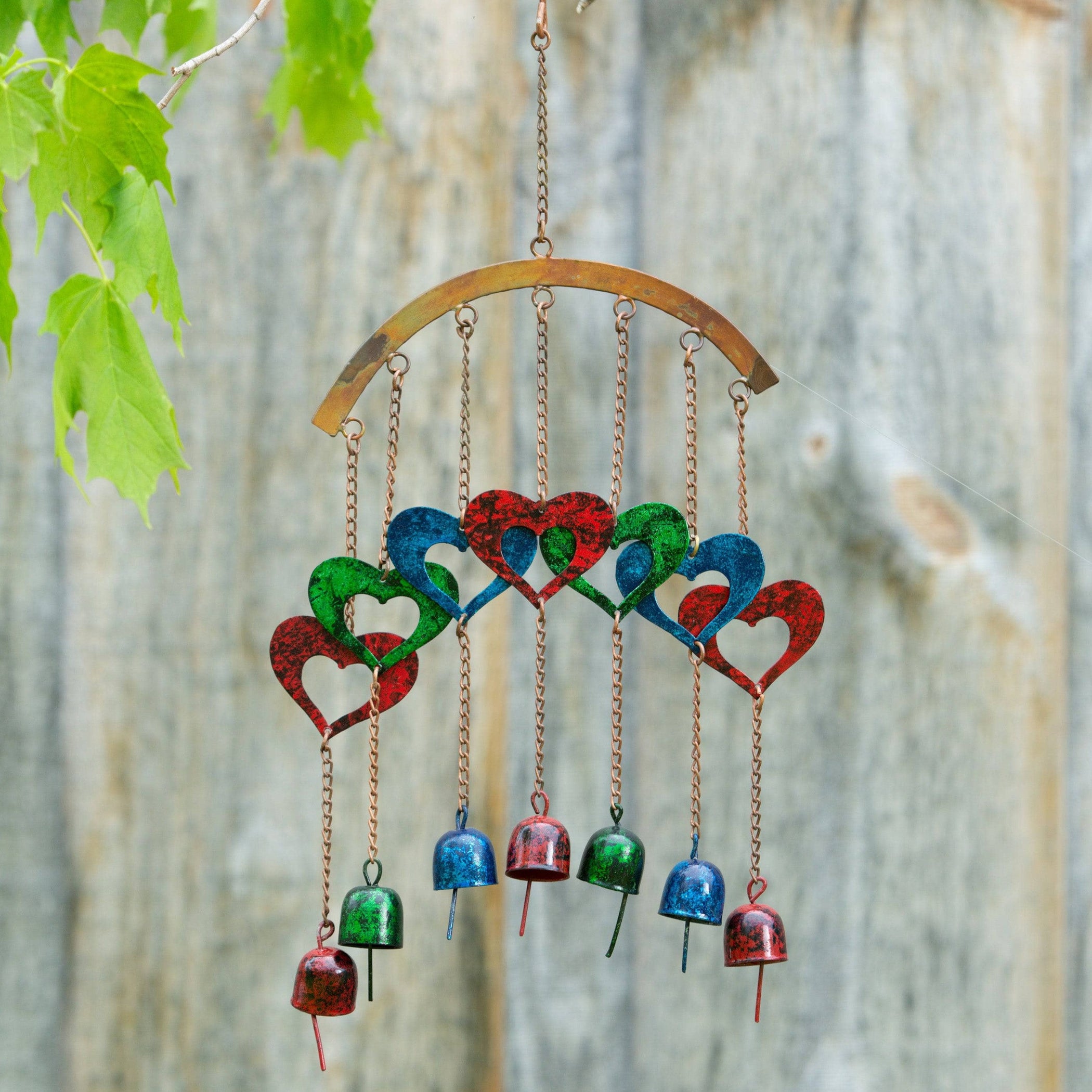 Multicolor Hearts on Arch Wind Chime