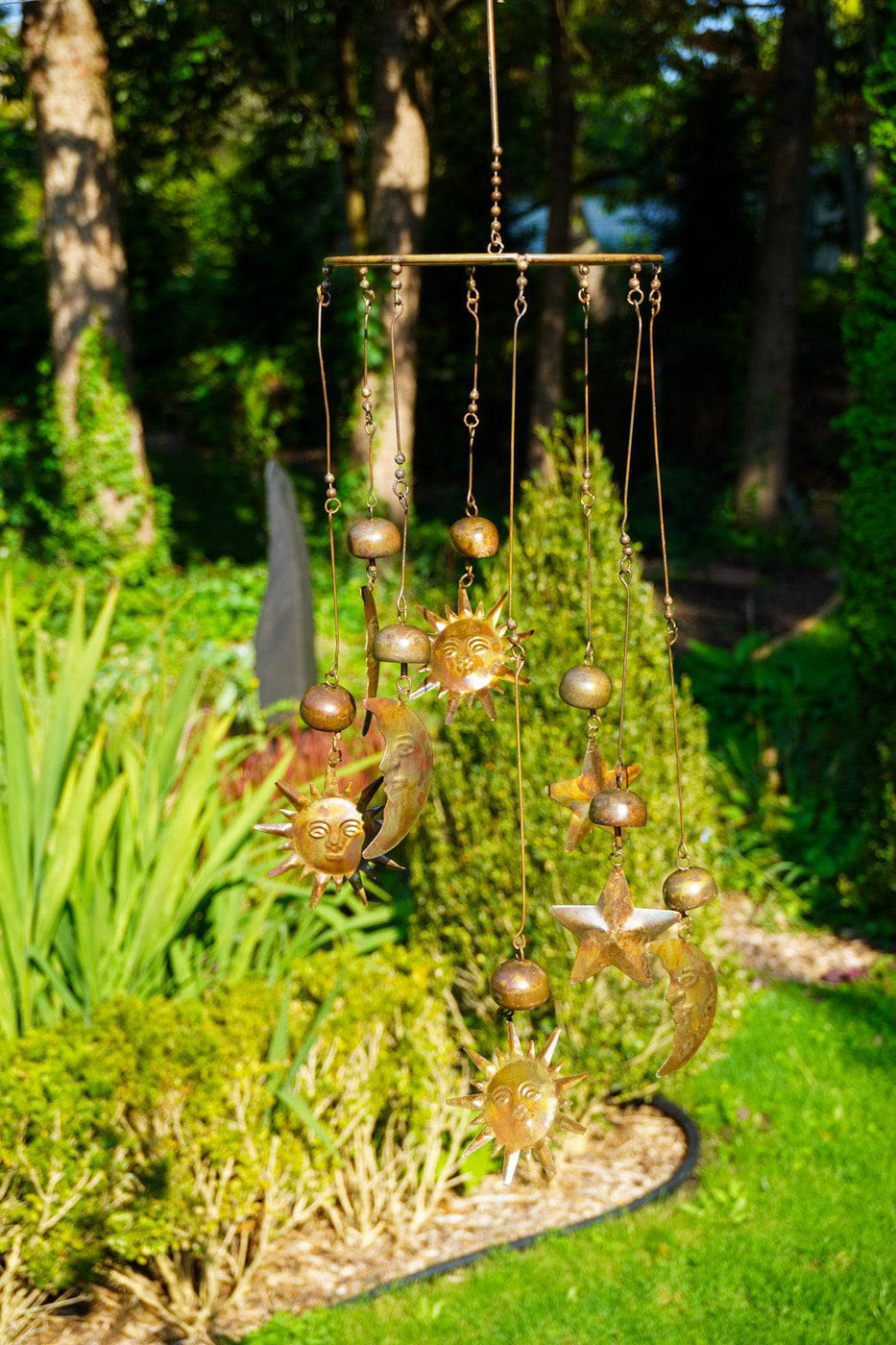 Flamed Sun, Moon, Stars Mobile Wind Chime