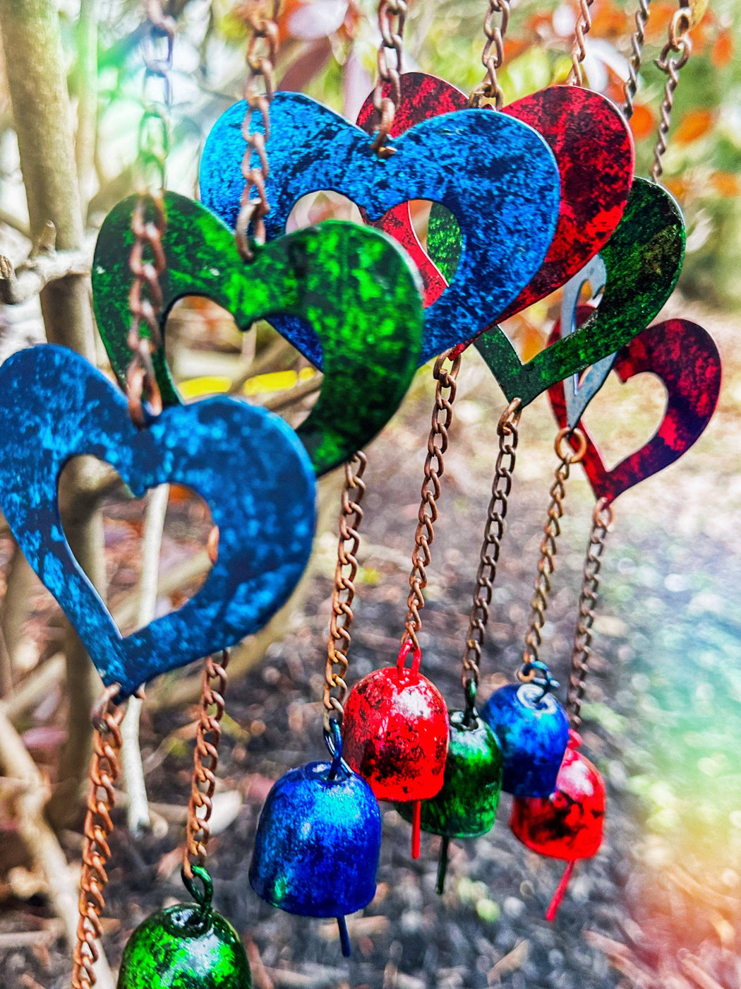 Multicolor Hearts on Arch Wind Chime