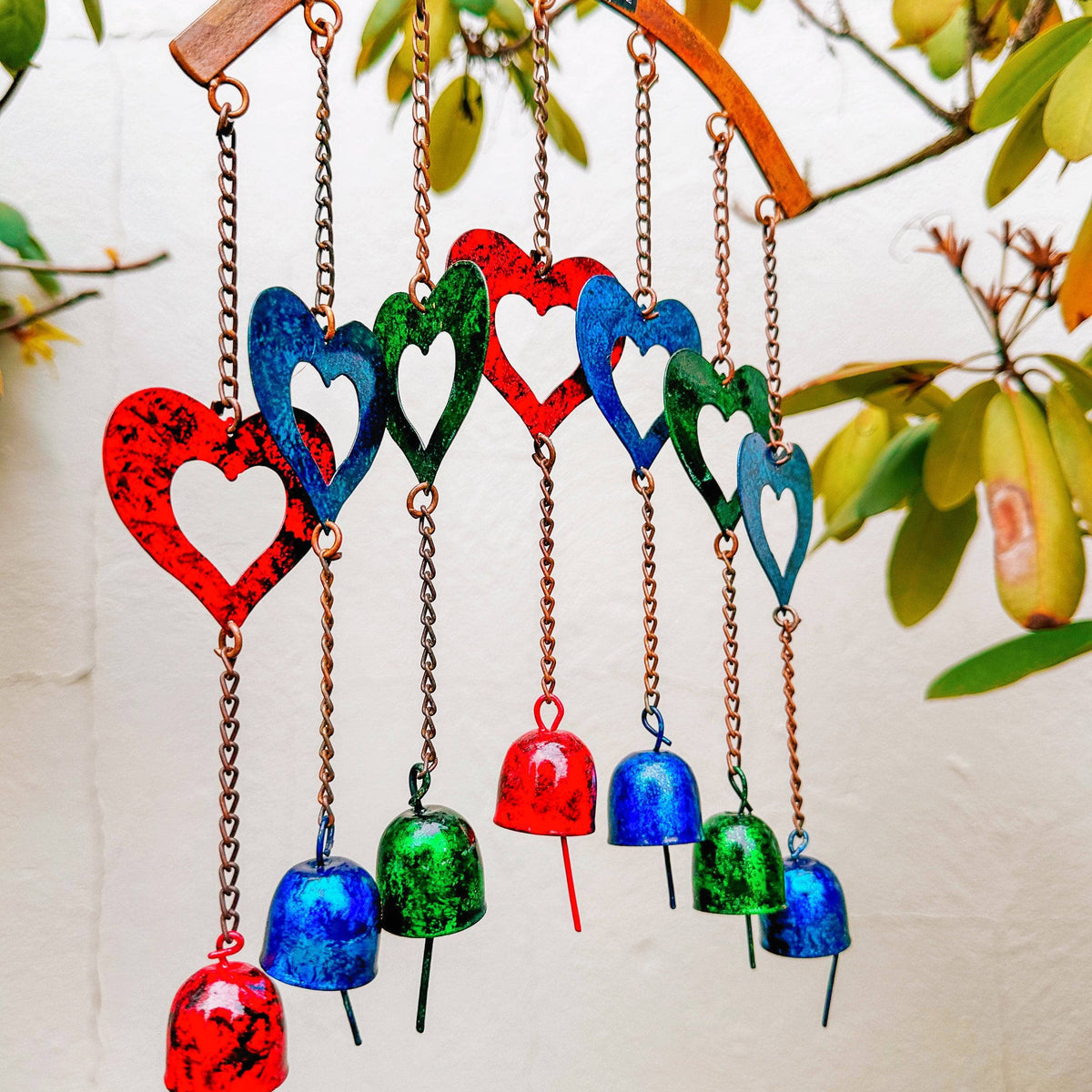 Multicolor Hearts on Arch Wind Chime