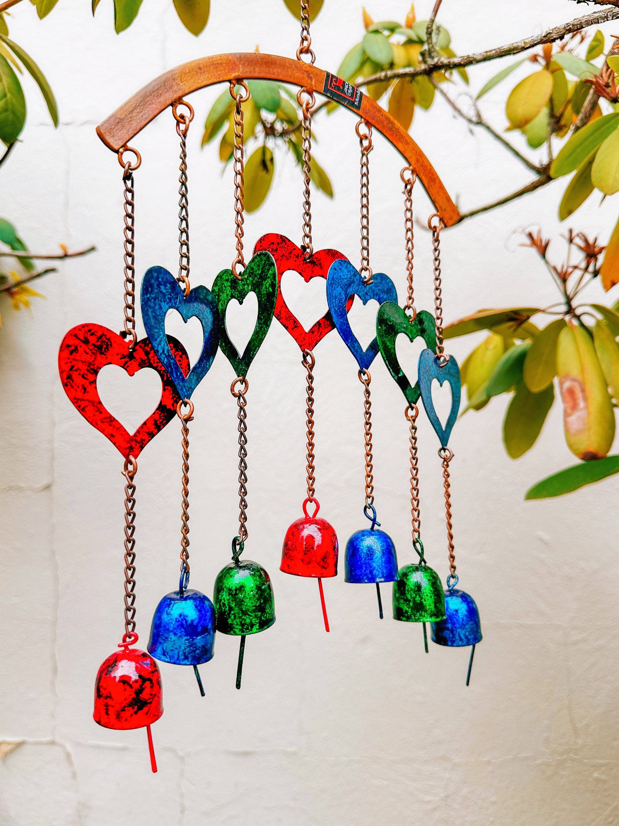 Multicolor Hearts on Arch Wind Chime