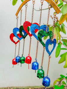 Multicolor Hearts on Arch Wind Chime