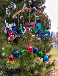 Multicolor Hearts on Arch Wind Chime