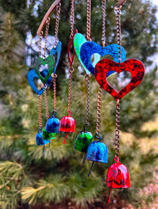 Multicolor Hearts on Arch Wind Chime