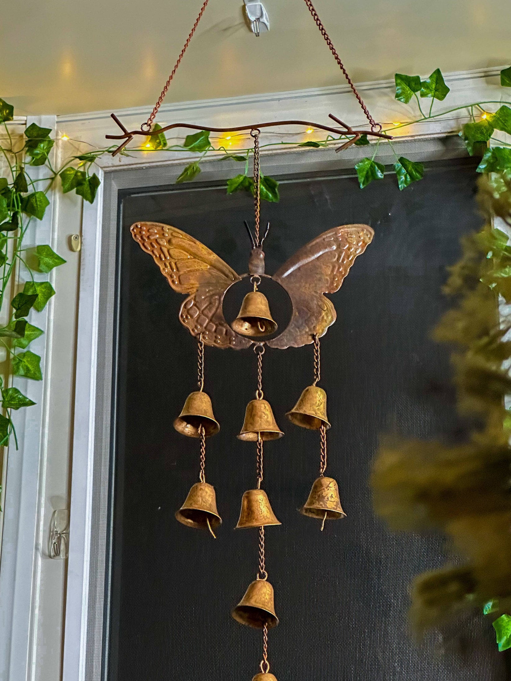 Flamed Butterfly With Bells Wind Chime – Happy Gardens