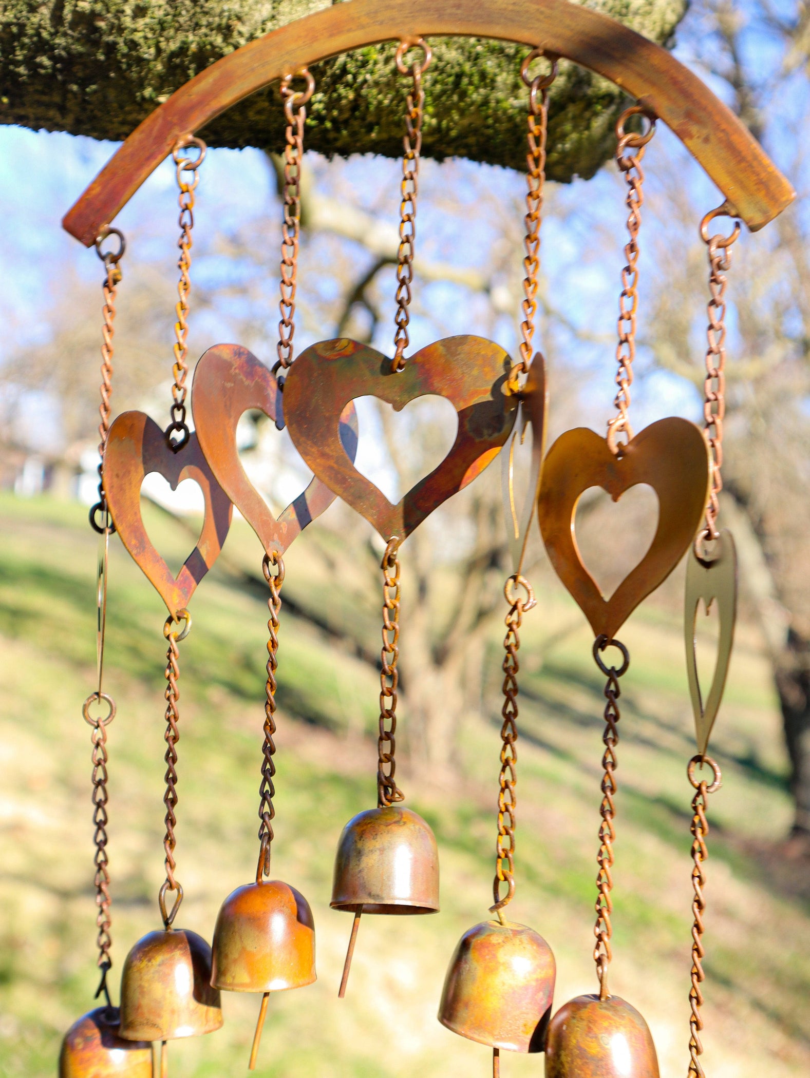 Hearts on Arch Wind Chime
