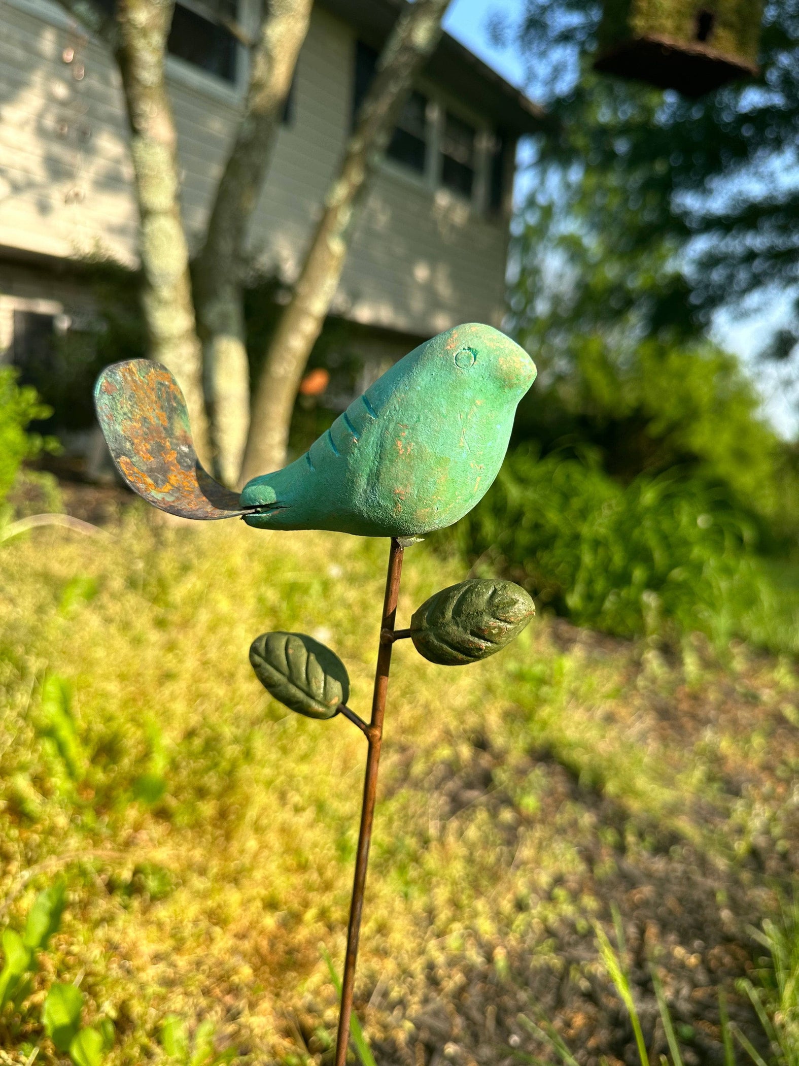 Teal Bird Plant Pick