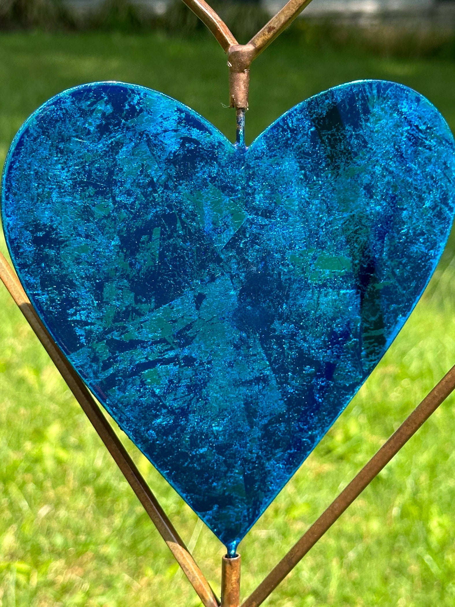 Garden Stake - Blue Heart Disc