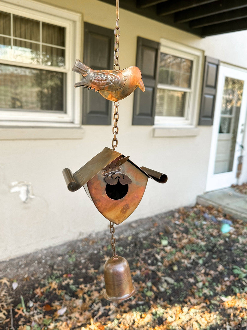 Bird, Birdhouse and Bell Hanging Chime – Happy Gardens