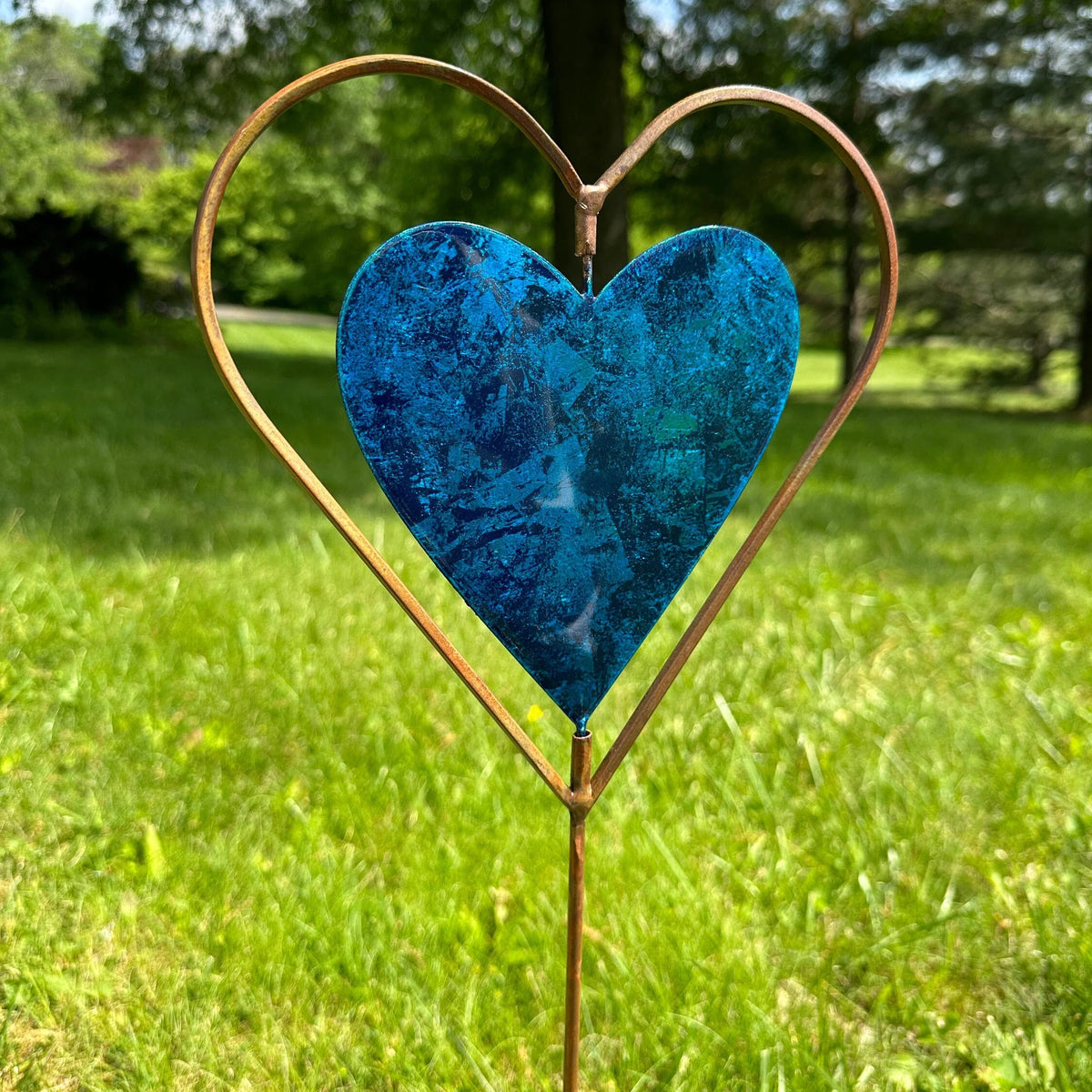 Garden Stake - Blue Heart Disc