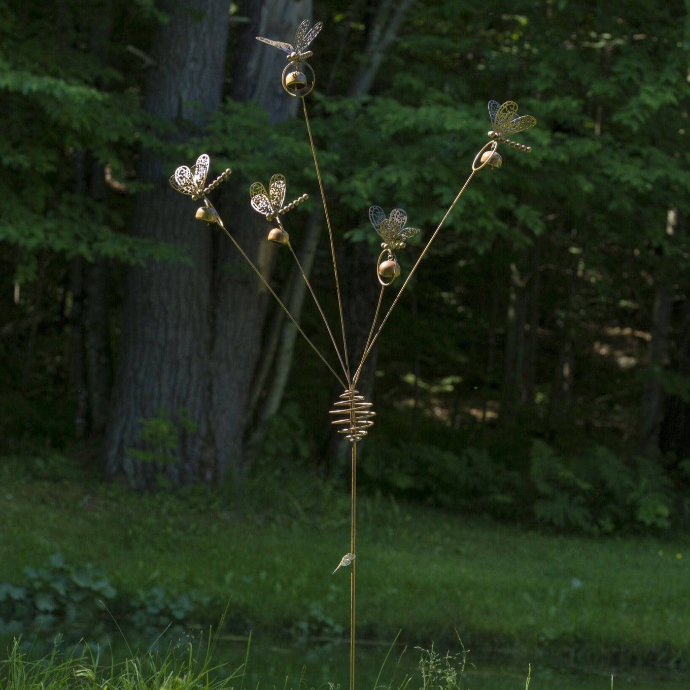 Dragonflies and Bells Garden Stake