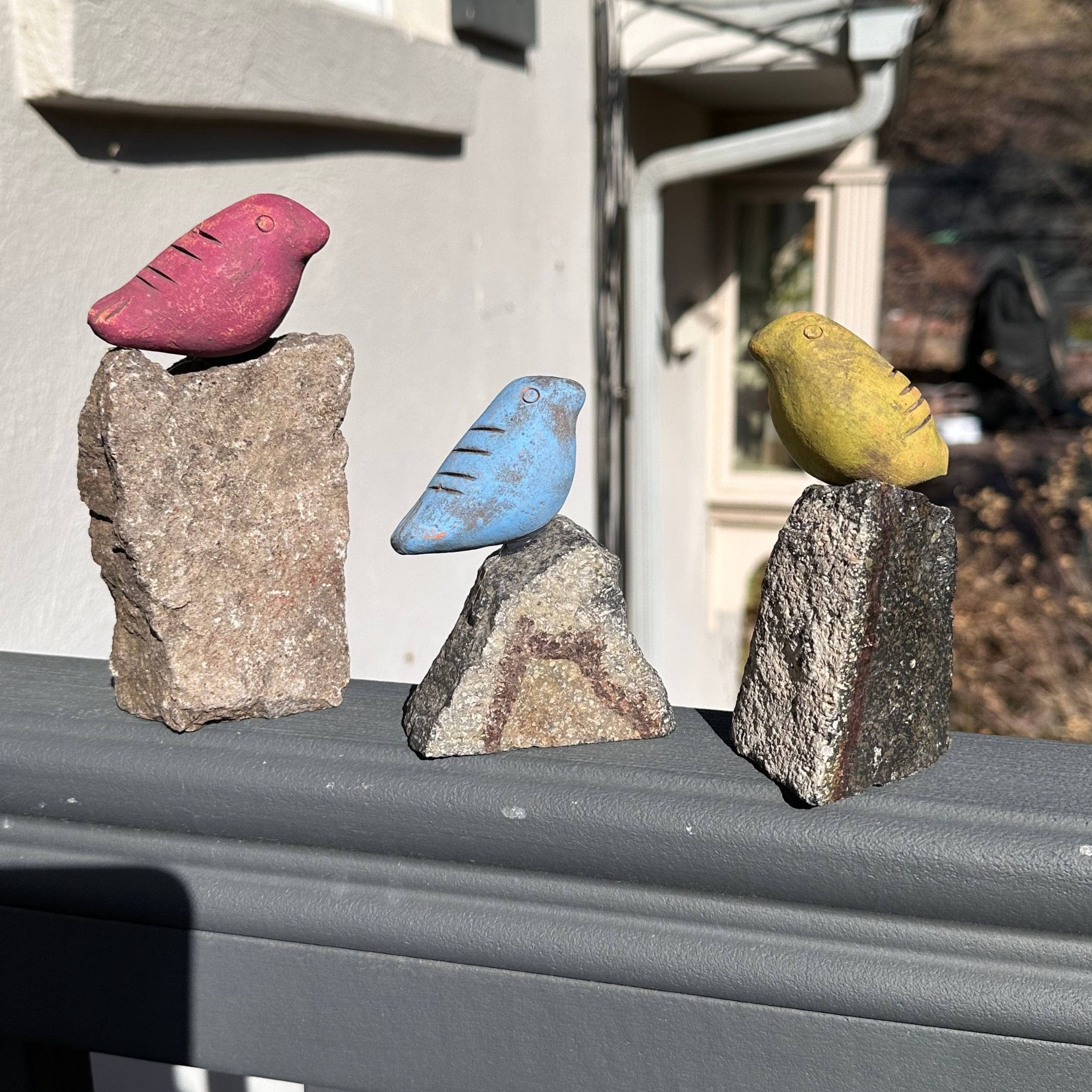 Stone Statues - Mini Birds On Rocks