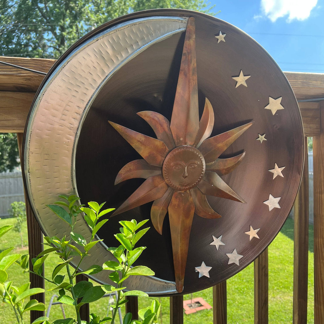24" Flamed/Zinc Raised Celestial Wall Disc