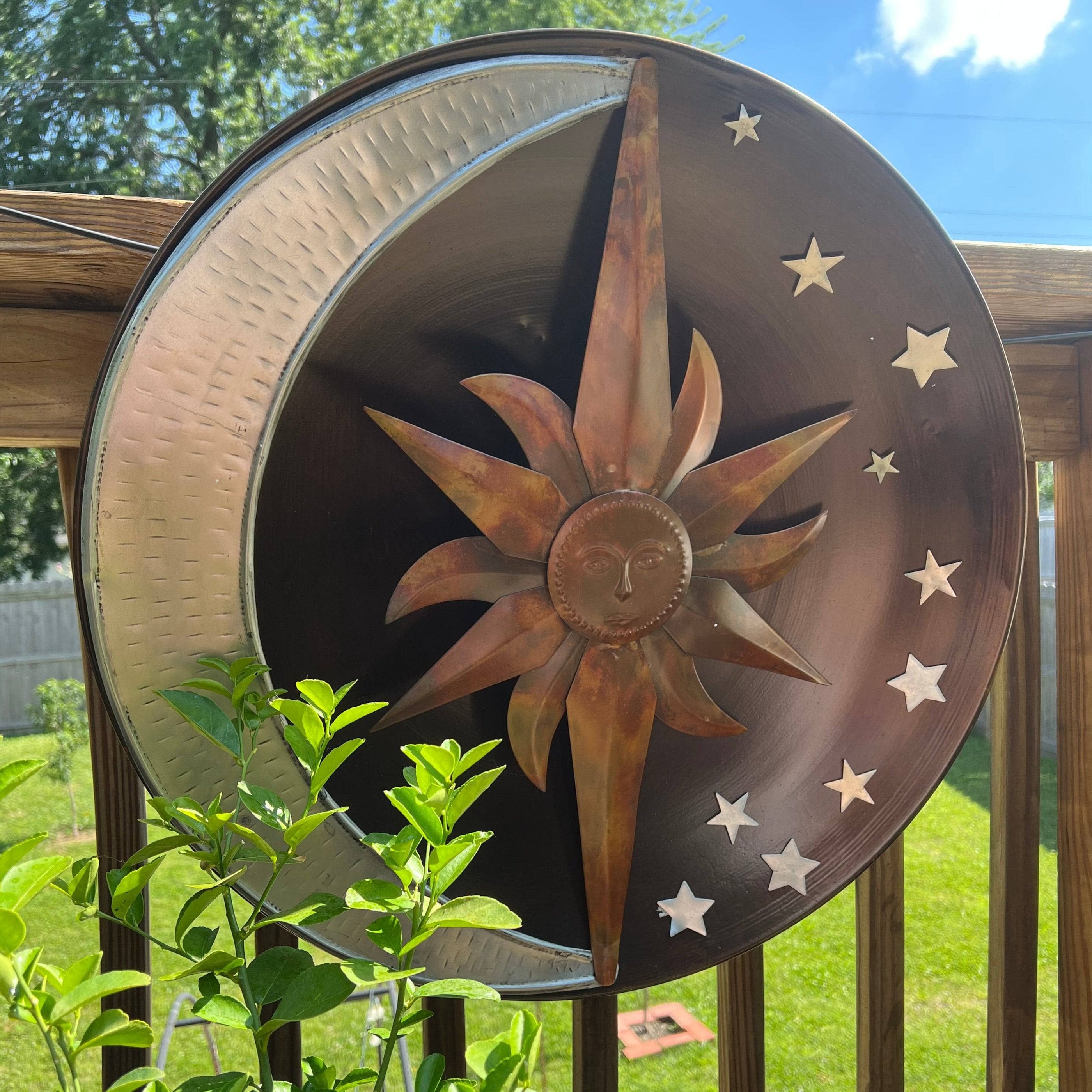 24" Flamed/Zinc Raised Celestial Wall Disc
