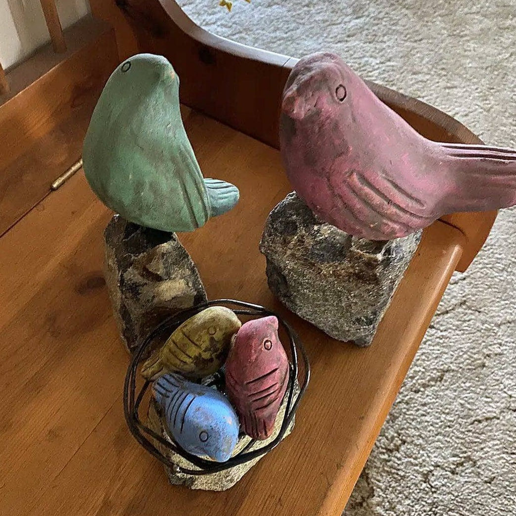 Garden Statue - Birds on Rocks Set of 3
