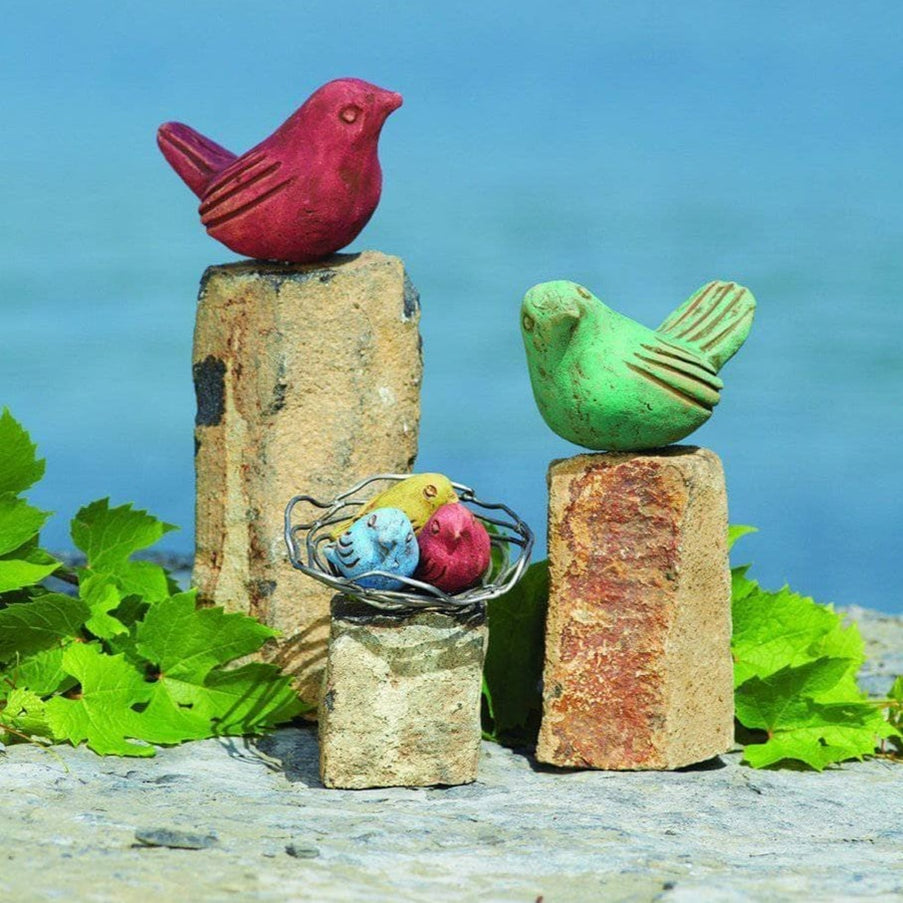 Garden Statue - Birds on Rocks Set of 3