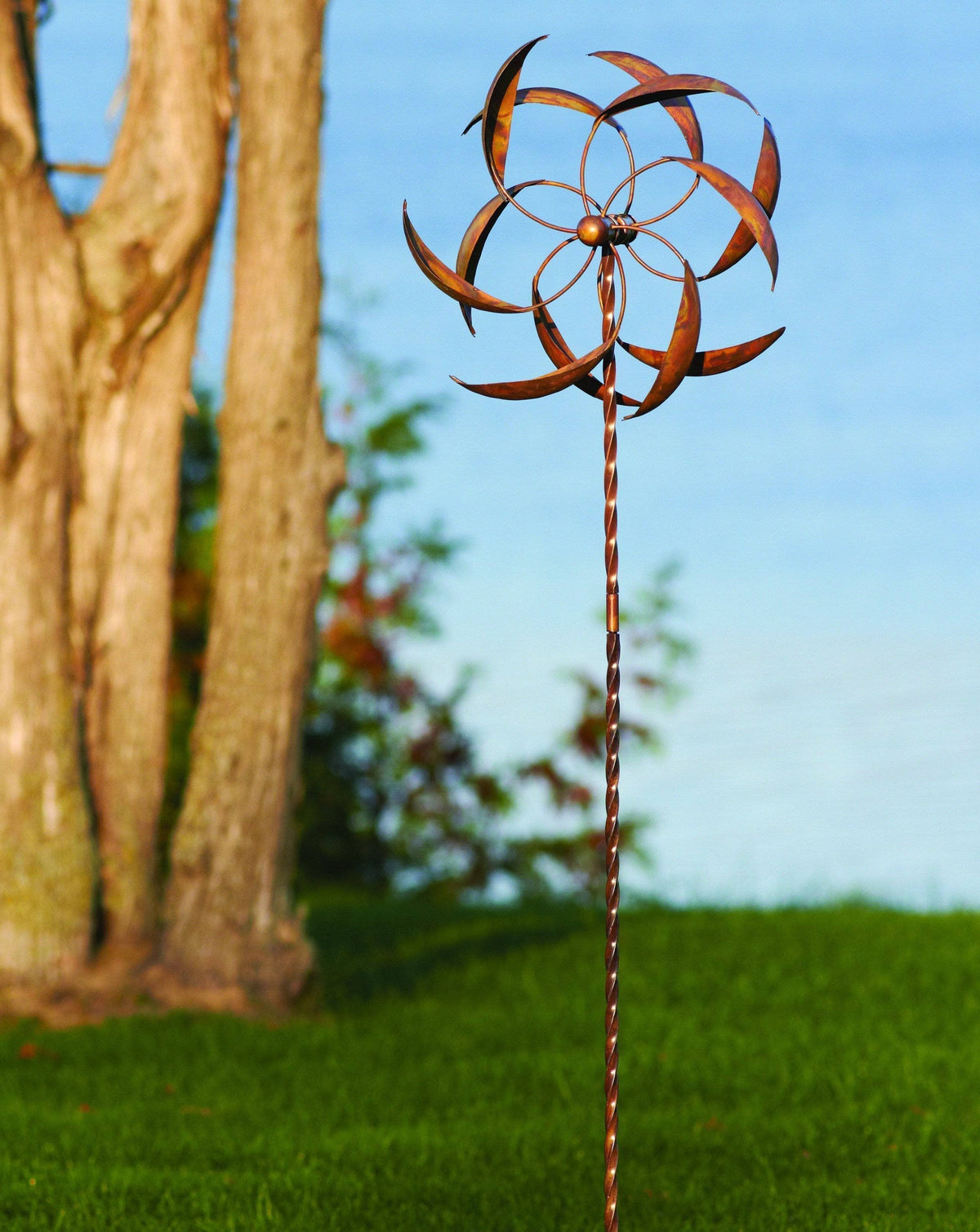 15" Flamed Feather Yard Spinner