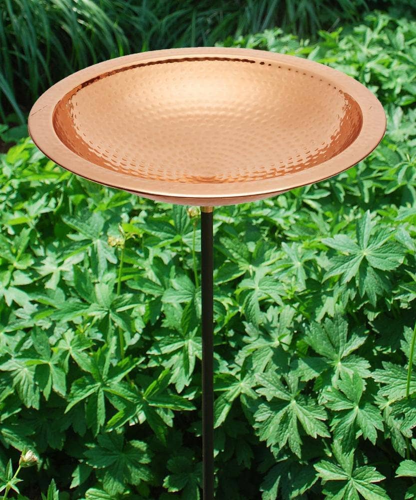 Bird Bath & Stake - Hammered Metal Finish