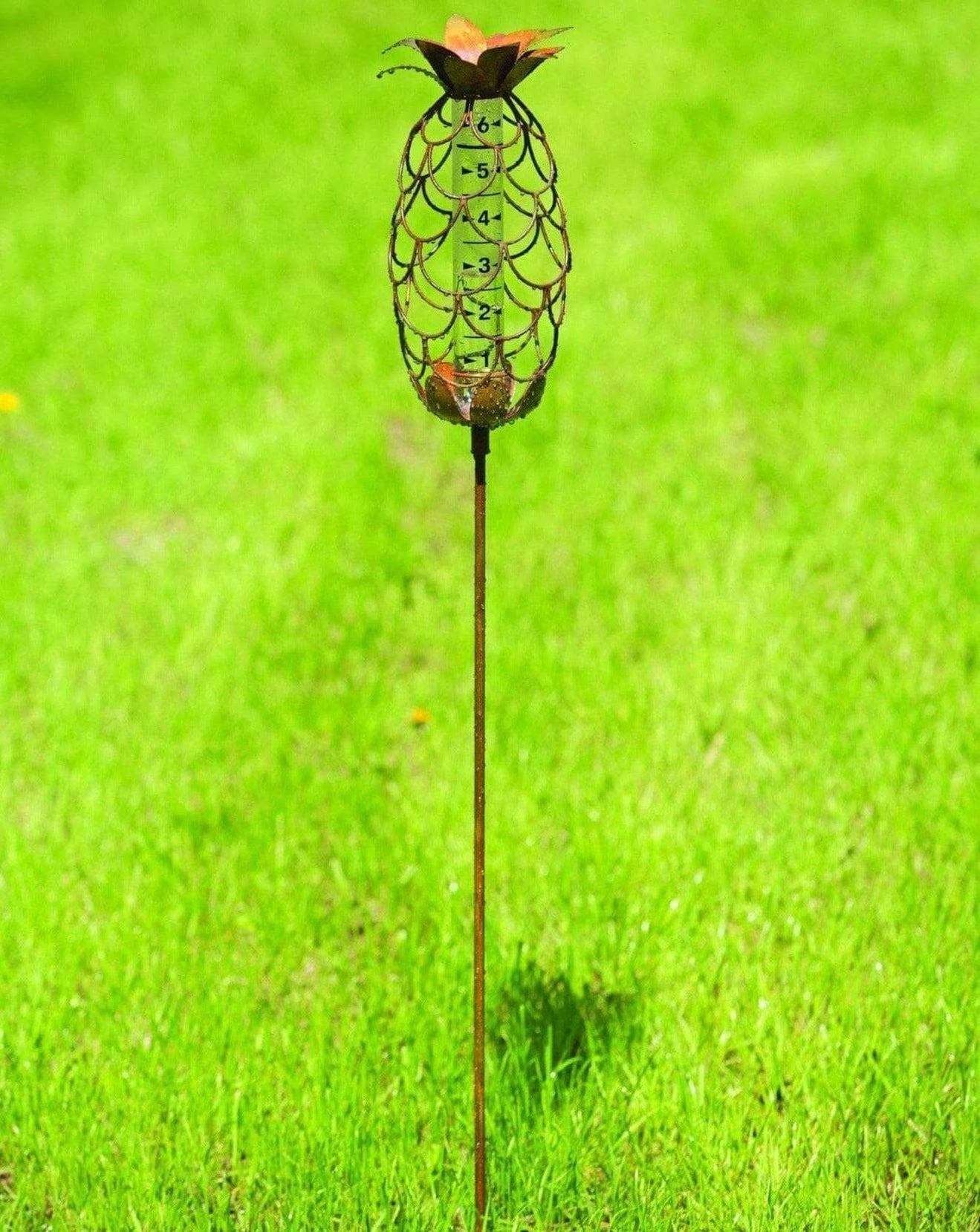 Flamed Pineapple Rain Gauge Stake